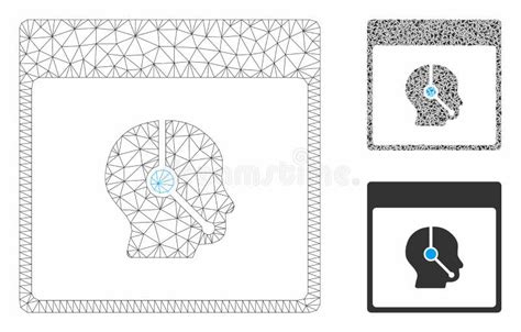 Telemarketing Operator Calendar Page Vector Mesh Network Model And Triangle Mosaic Icon Stock