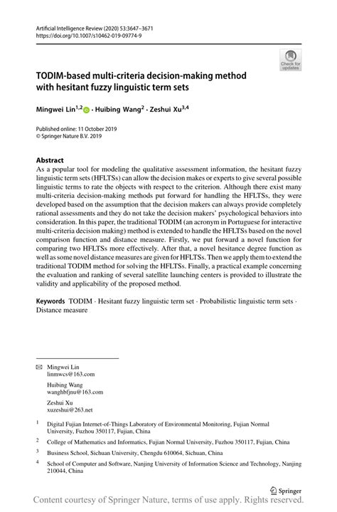 TODIM Based Multi Criteria Decision Making Method With Hesitant Fuzzy