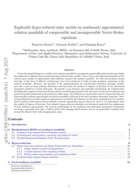 Pdf Explicable Hyper Reduced Order Models On Nonlinearly Approximated Solution Manifolds Of