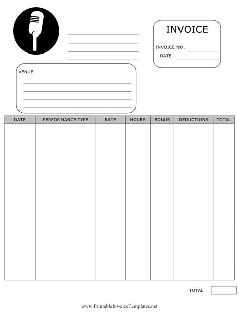 Music Performance Invoice Template Invoice Template