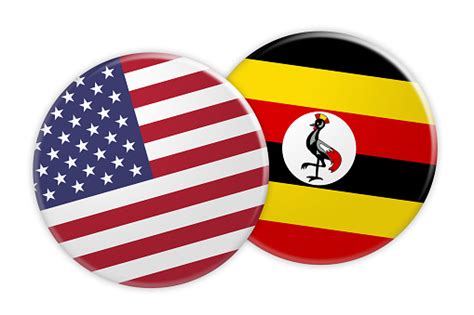 미국 뉴스 개념 미국 국기에 우간다 플래그 단추 백색 배경에 3d 그림 3차원 형태에 대한 스톡 벡터 아트 및 기타 이미지 3차원 형태 International