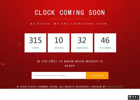 红色渐变倒计时网页模板 Html 模板王