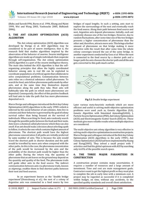 Time Cost Risk Optimization In Construction Work By Using Ant Colony Algorithm Pdf