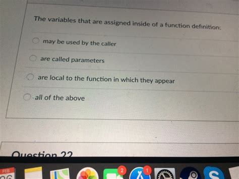 Solved The Variables That Are Assigned Inside Of A Function
