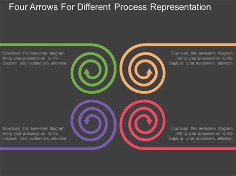 Four Arrows For Different Process Representation Powerpoint Template