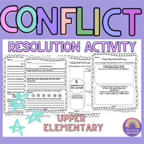 Conflict Resolution Worksheets Sel Activity For Upper Elementary