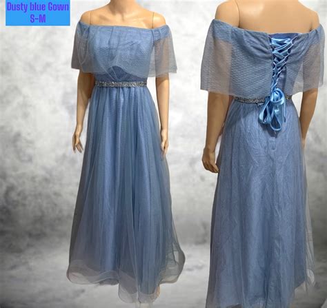 Dusty Blue Gownoff Shoulder Elegant Tulle Gownprincipal Sponsorpromdebut Gowns M Womens