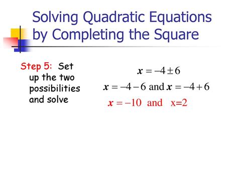 Solving Quadratic Equations By Completing The Square Ppt Download