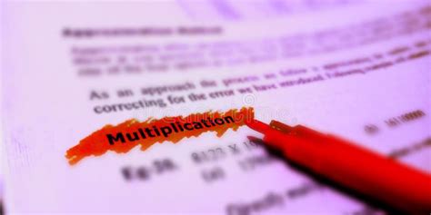 Multiplication Text Written On English Language With Red Colour Covering Text Stock Photo