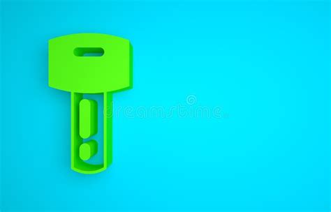 Green Car Key With Remote Icon Isolated On Blue Background Car Key And Alarm System Minimalism