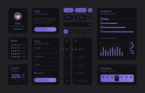 Premium Vector Dark Collection Of Gradient Ui Ux Elements Ux Dashboard User Panel Template