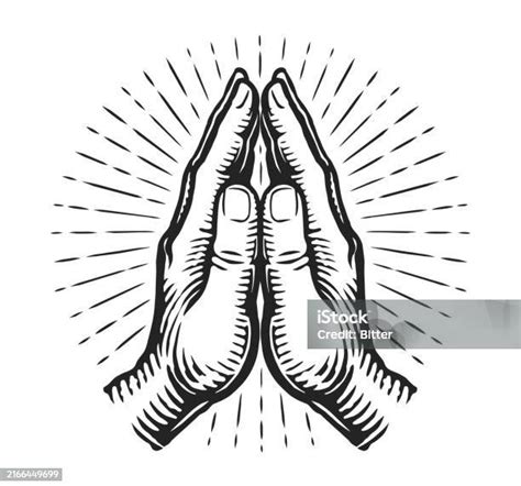 기도하는 위치에 있는 손 기도 믿음 희망의 상징 손으로 그린 스케치 벡터 일러스트 레이 션 기도하기에 대한 스톡 벡터 아트 및 기타 이미지 Istock