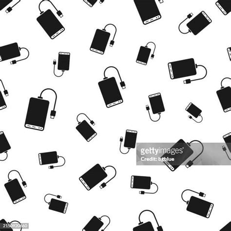 External Hard Drive Seamless Pattern Icons On White Background High Res Vector Graphic Getty