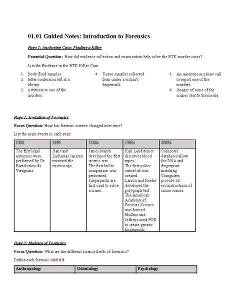 0101 Guided Notes Introduction To Forensics 01 Guided Notes Introduction To Forensics Page 1