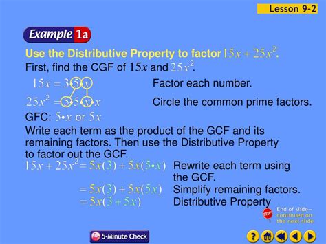Ppt Title Factoring Using The Distributive Property Powerpoint Presentation Id 6912112