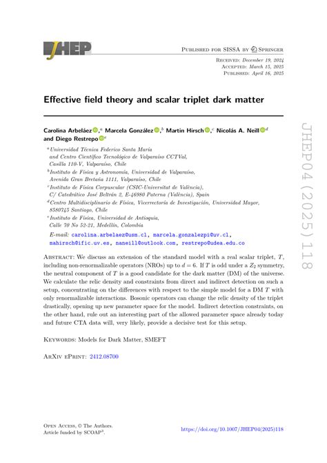 Pdf Effective Field Theory And Scalar Triplet Dark Matter