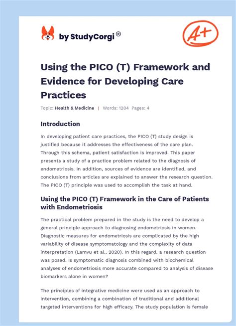 Using The Pico T Framework And Evidence For Developing Care Practices