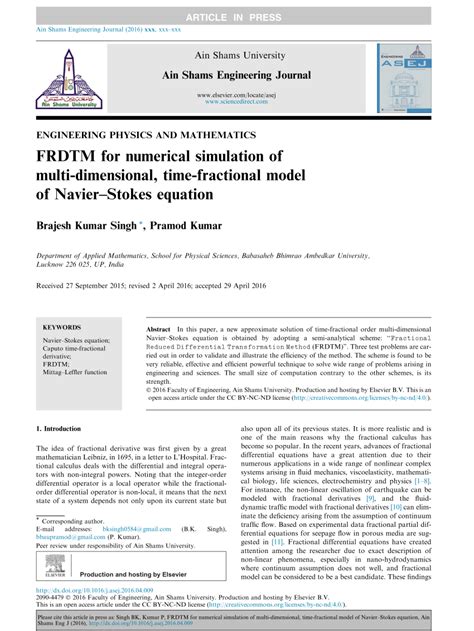 Pdf Frdtm For Numerical Simulation Of Multi Dimensional Time