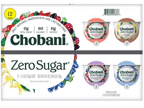 Chobani Zero Sugar Greek Yogurt Variety Pack 12 X 53 Oz —