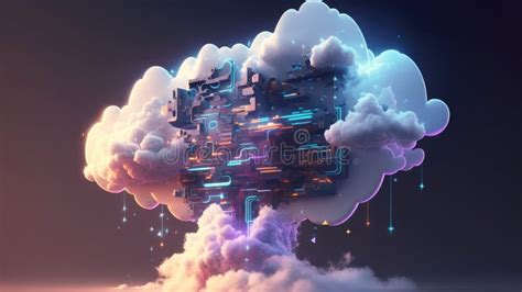 Cloud Computing Technology Concept Futuristic Illustration Ai