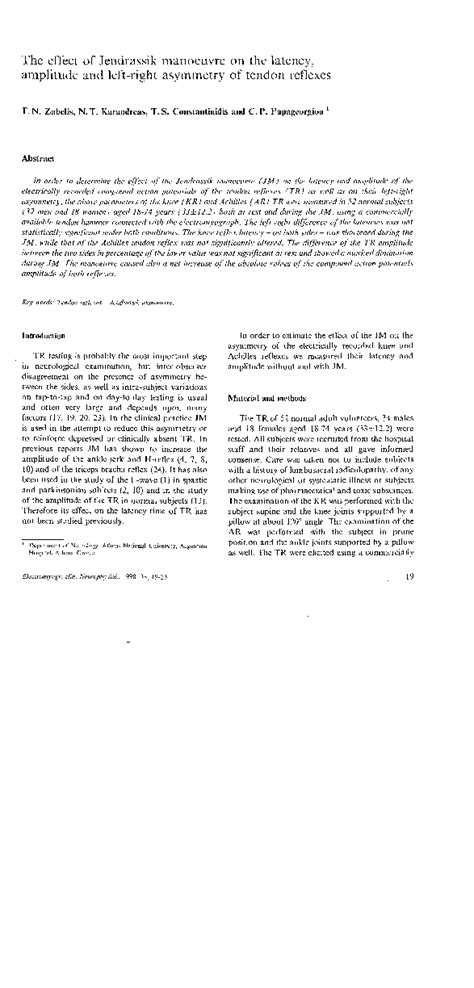 Pdf The Effect Of Jendrassik Manoeuvre On The Latency Amplitude And Left Right Asymmetry Of