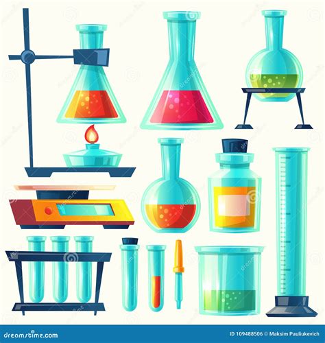 Laboratory Flask Set Vector Chemical Glass Beaker Test Tubes