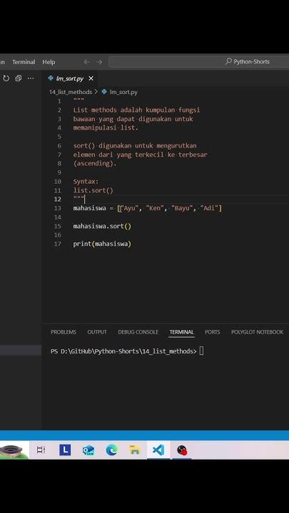 list methods sort di python dreaviam coding programming python youtube