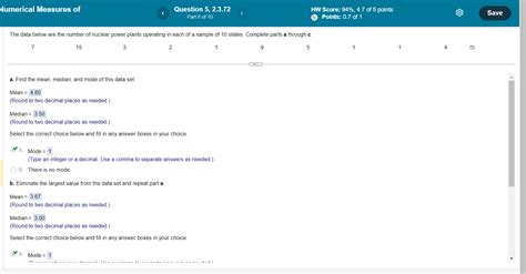 Solved A Find The Mean Median And Mode Of This Data Set Chegg