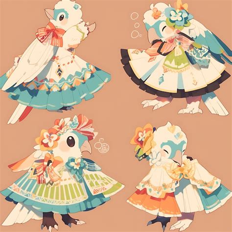 Premium Photo Colorful Female Parrot Chibi Kawaii Brazilian Fashion