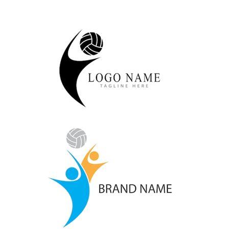 배구 공 로고 벡터 및 기호 디자인 서식 파일 프리미엄 벡터