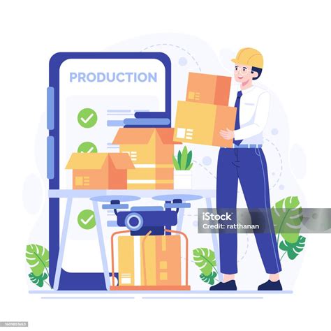 상자를 가진 창고 노동자 생산 라인에서 일하는 창고 노동자 골판지 상자를 만드는 창고 노동자들 벡터 그림 건설 산업에 대한 스톡 벡터 아트 및 기타 이미지 Istock