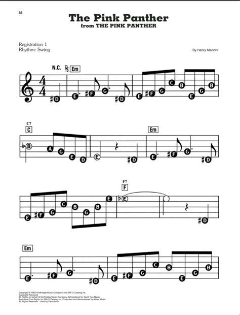 Alto Saxophone Sheet Music Pink Panther Pink Panther Sunny Side Of