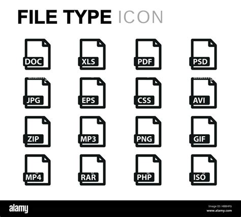 vector line file type icons set stock vector image and art alamy