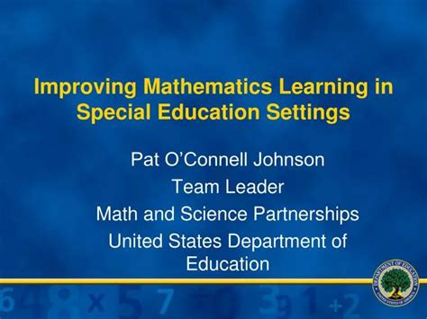 Ppt Improving Mathematics Learning In Special Education Settings