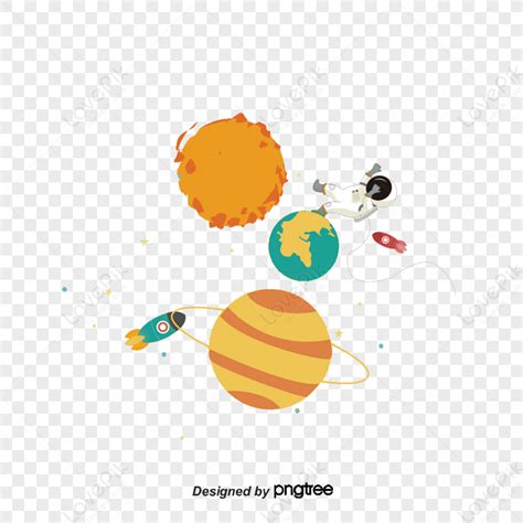우주 일러스트 비행선 벡터주황색만화행성 Png 일러스트 무료 다운로드 Lovepik