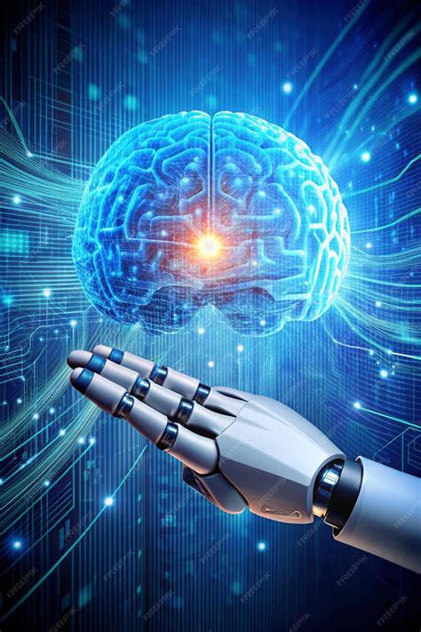 Premium Photo Machine Learning Hand Of Robot Touching On Binary Data