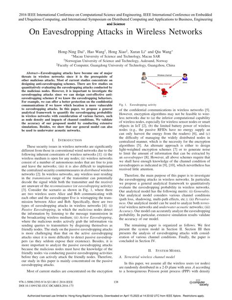 Pdf On Eavesdropping Attacks In Wireless Networks