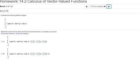 Solved Homework 14 2 Calculus Of Vector Valued Functions Chegg Com