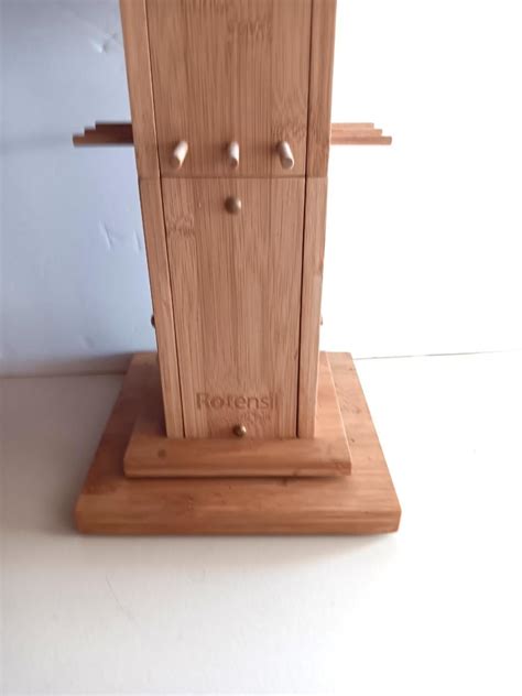 Wooden Rotensil Rack Rotating Countertop Utensil Organizer