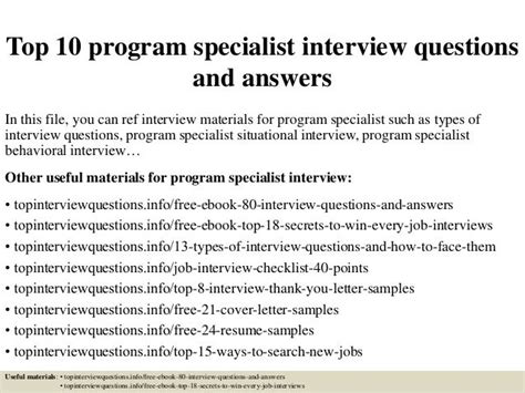 top 10 program specialist interview questions and answers