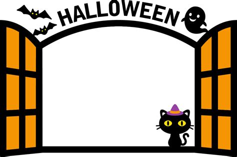 ハロウィンの窓枠フレーム無料フリーイラスト イラストストック