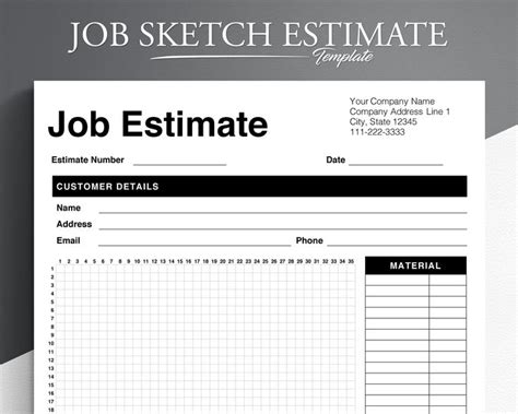 Job Sketch Estimate Form Editable Estimate Template Printable Estimate Template Estimate