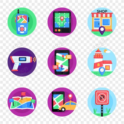 탐색 및 Gps 플랫 라운드 아이콘 벡터 Png 일러스트 무료 다운로드 Lovepik