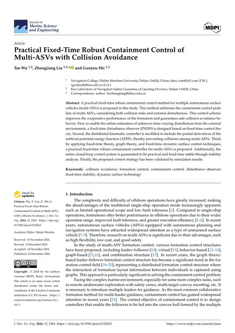 Pdf Practical Fixed Time Robust Containment Control Of Multi Asvs With Collision Avoidance