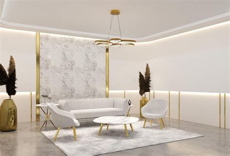 브랜딩 모형 3d 그림 렌더링을 위한 빈 백드롭이 있는 대기실 사무실 프리미엄 사진