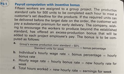 Solved Payroll Computation With Incentive Bonus Fifteen