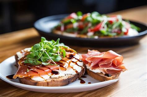 premium ai image closeup of openface prosciutto sandwich