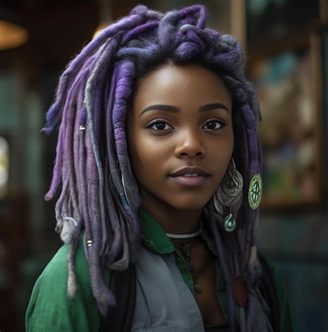 Premium Ai Image A Woman With Purple Dreadlocks And Purple Dreadlocks