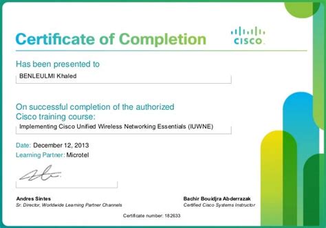 Certificate Implementing Cisco Unified Wireless Network Essential I…