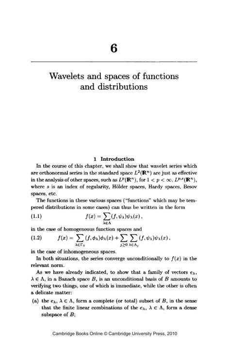 Wavelets And Spaces Of Functions And Distributions Chapter 6 Wavelets And Operators